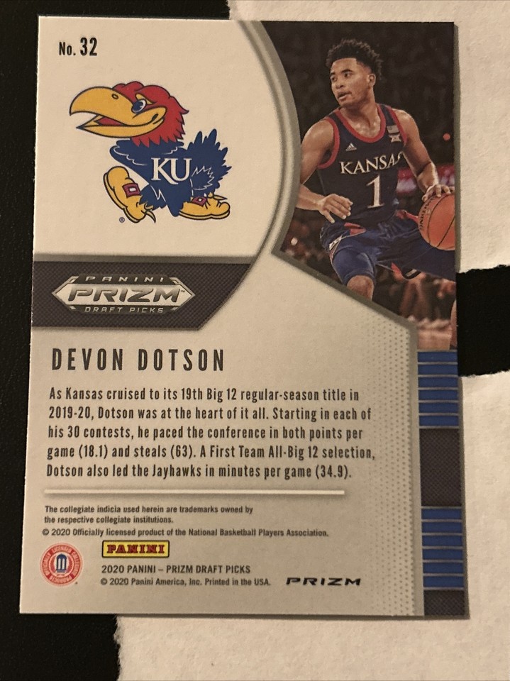 Devon Dotson RC 2020-21 Panini Prizm Draft Picks Silver Prizm #32 ...