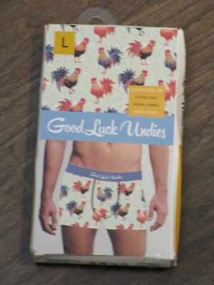 GOOD LUCK UNDIES BOXER BRIEFS IN ROOSTERS SIZE LARGE | eBay
