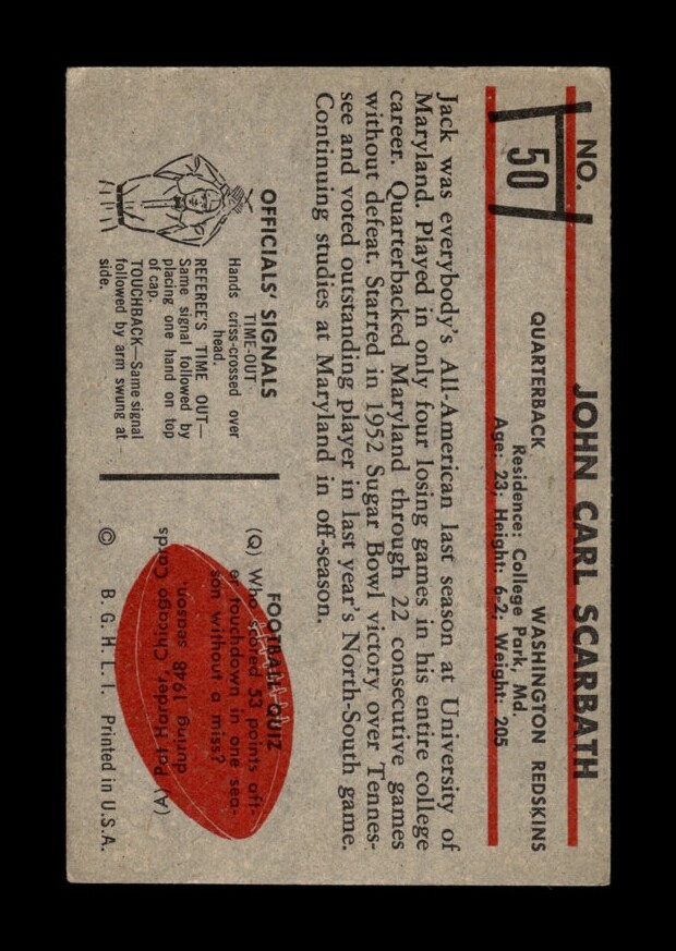 1953 Bowman Set-Break # 50 Jack Scarbath VG-VGEX *GMCARDS* | eBay