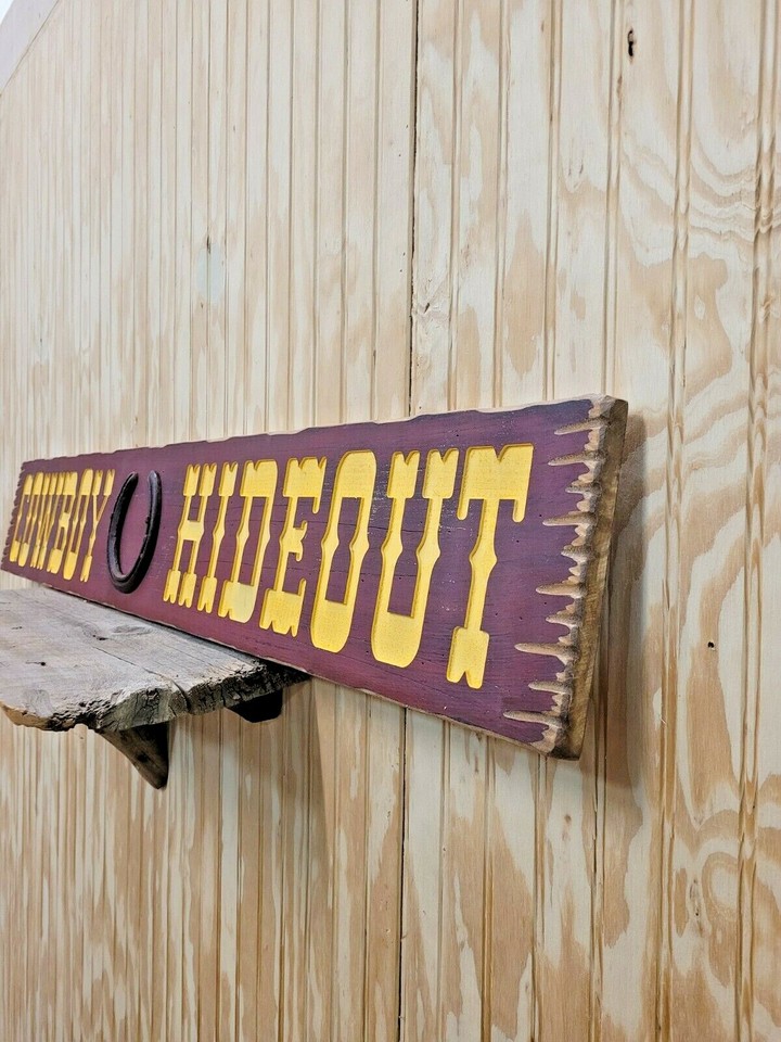 COWBOY HIDEOUT/Rustic/Carved/Wood/Sign/Western/décor/Ranch/Old West/Bar ...