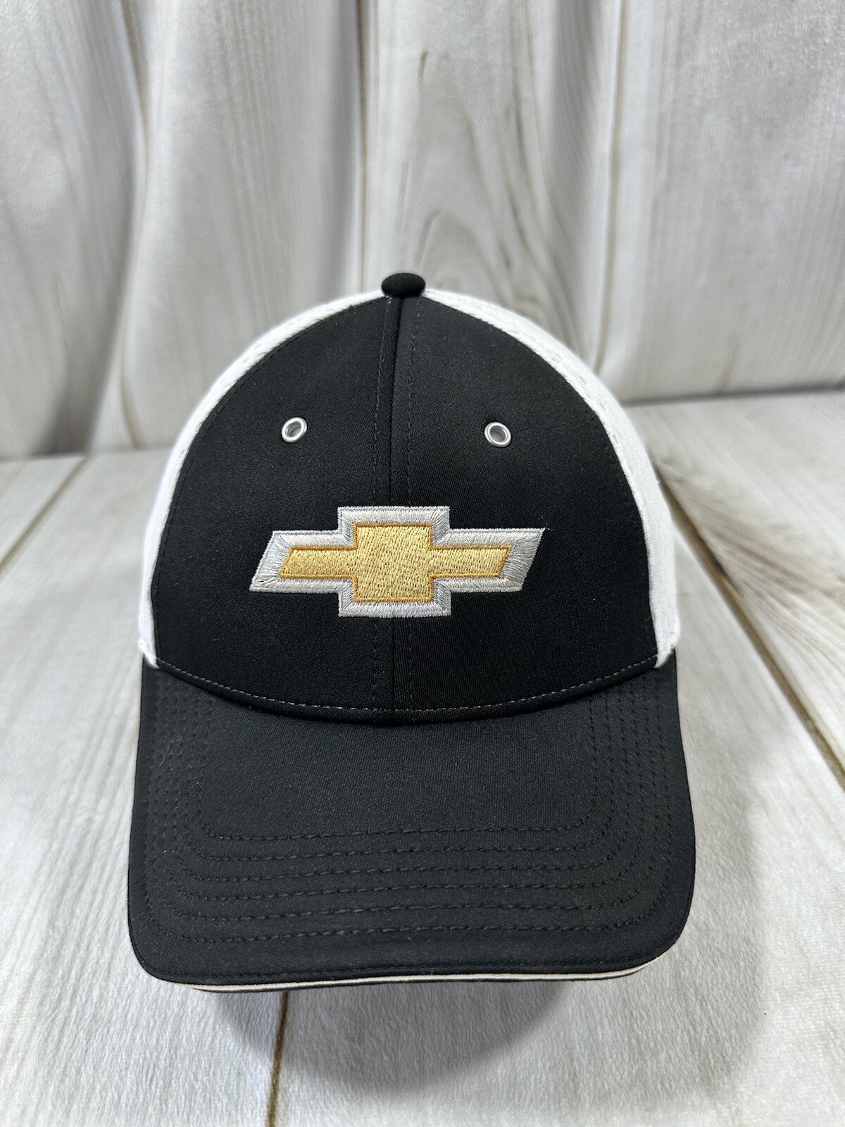 Chevy Chevrolet Logo Mesh Fitted Hat Adult Black White Cruisin Sports A ...