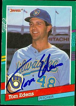 Tom Edens autographed Baseball Card (Milwaukee Brewers) 1991 Donruss ...