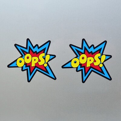 2x Small Oops Splat Retro Comic Book Cartoon Vinyl Sticker For Car Van ...