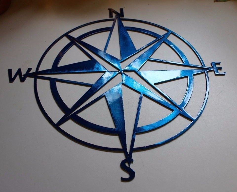 Nautical Compass Rose Metal Art - Metallic Blue - 36" | eBay