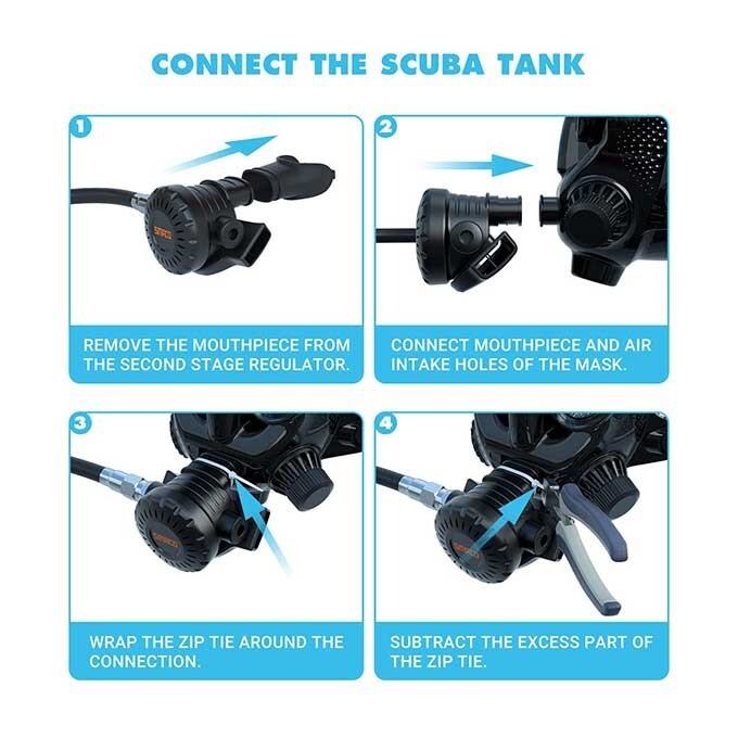 Full Face Scuba Dive Mask Fits Tusa 2nd Stage Regulators RS, SS ...