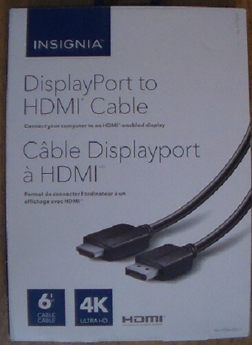 Insignia 6ft / 1.83m DisplayPort to HDMI Cable | eBay