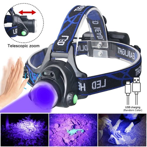 3 Lighting Modes 395nm Head Torch with Purple Light Hunting Headlamp ...