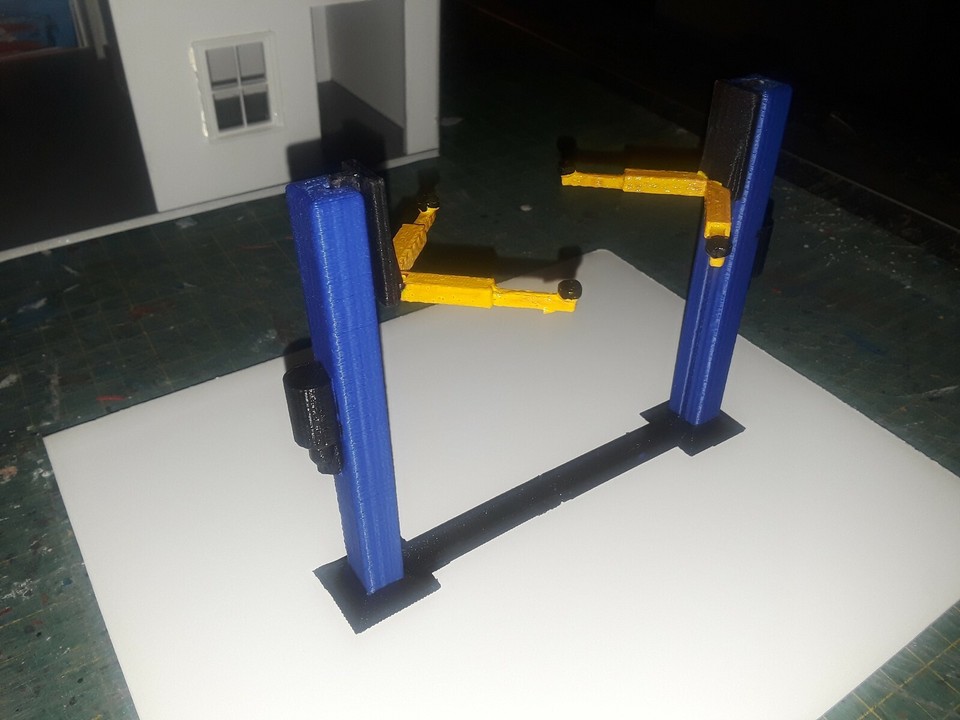 1:24 1:25 Scale 2 Post Blue Model Car Lift for Garage Diorama 1/24 & 1/ ...