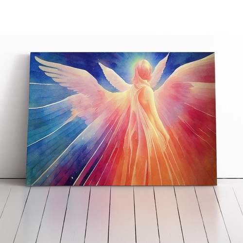 Watercolour Angel Abstract Canvas Wall Art Print Framed Picture Dining ...
