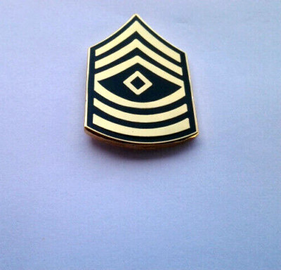 US ARMY RANK E8 FIRST SGT (1-1/4" Dark Green) Military Hat / Rank Pin ...