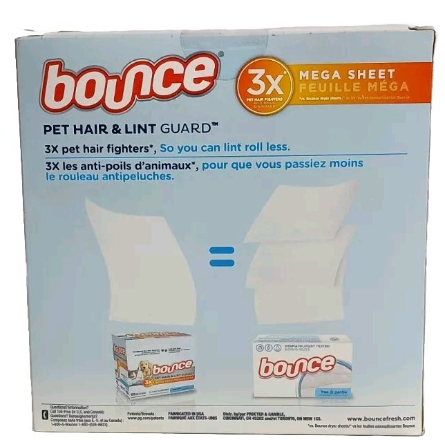 Bounce Pet Hair & Lint Guard Mega Dryer Sheets Unscented 120 Count | eBay