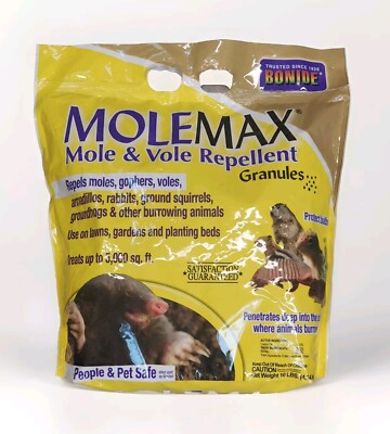 Bonide 692150 MOLEMAX Mole & Vole Repellent Granules, 10 lbs Ready-to ...
