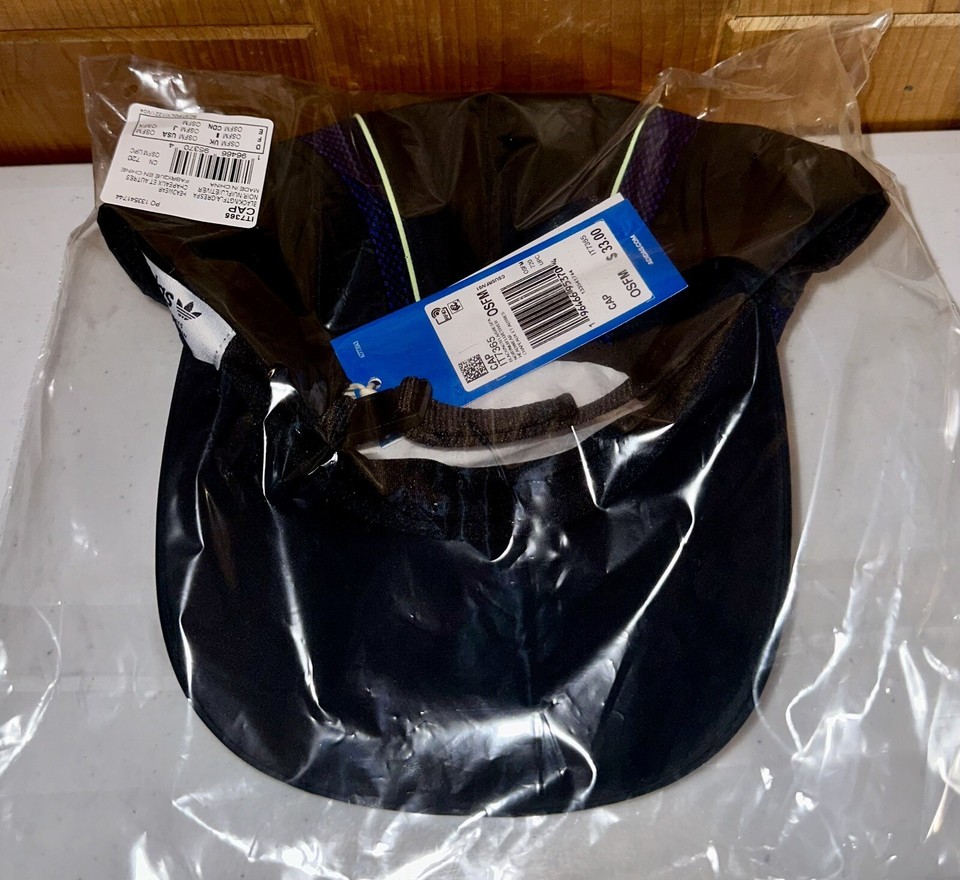 ADIDAS Baseball Cap Hat Black/Night Flash/Green Spark OSFM Adjustable ...