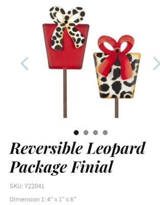 NEW Round Top Collection Reversable Leopard Package Finial Metal Art | eBay