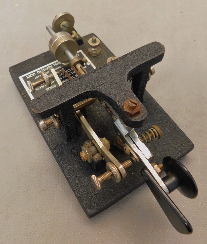 T. R. McElroy Mac Key Telegraph Key / Bug in Original Box Antique Morse ...