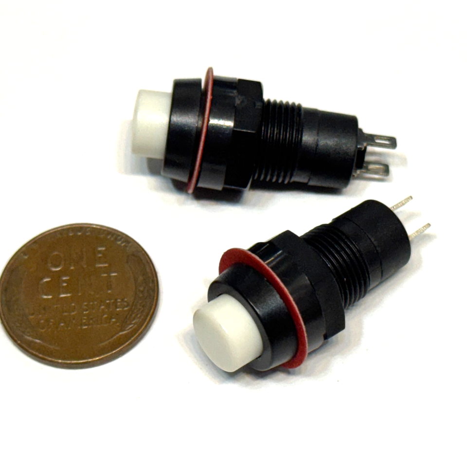 4 Pack 10mm White Latching Push Button Switch SPST N/O Panel Mount ON ...