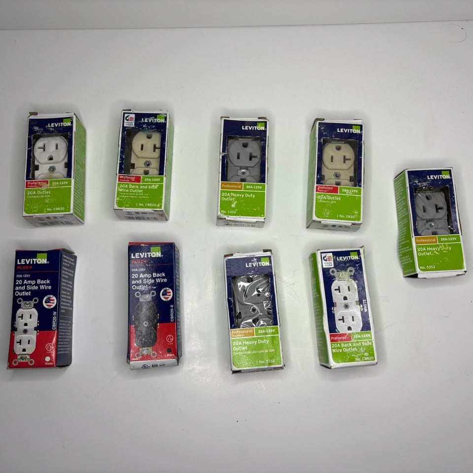 Leviton 5352 Outlet Miscellaneous (Professional/ Preferred) 20A (9 Pack ...