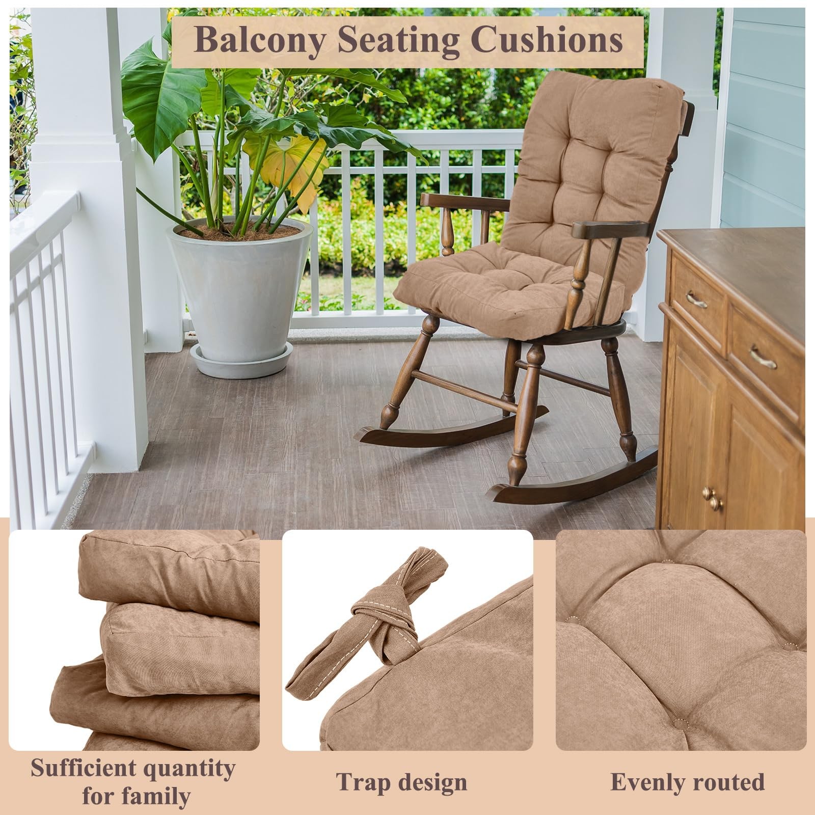 4 Sets Outdoor Patio Chair Cushions Seat High Back Tufted Pillow ...
