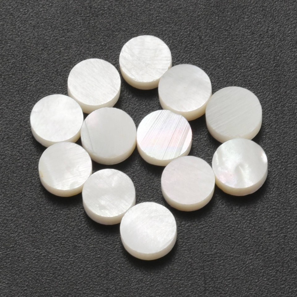 2X(12 White Mother of Luthier Dots Inlay Fret Side Marker 6mm P9Y9)3768 ...