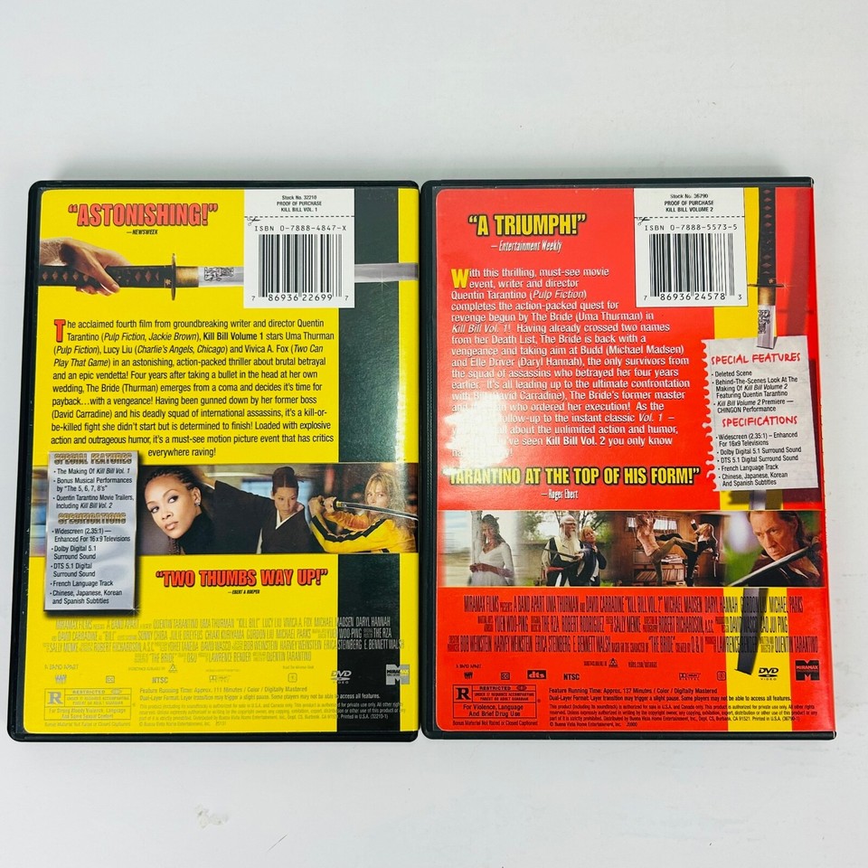 Kill Bill Volumes 1 and 2 DVD Quentin Tarantino Uma Thurman | eBay