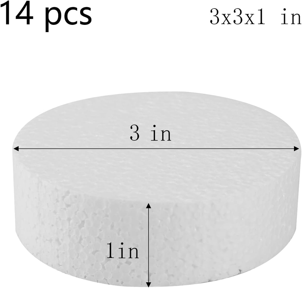 14 Pack Crafts Foam Circles 3 Inch, Polystyrene round Foam Discs (3×3× ...