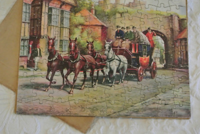 Vintage 1940s Jigsaw puzzle - "Coach & Horses" | eBay UK