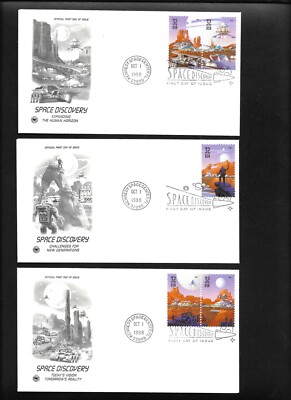 US FDC 1998 Futuristic Space Discovery 3 Cvrs 5 Stamps by PCS Scott ...