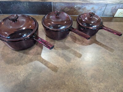 Corning Visions Cookware Cranberry 6 Piece Set, 2.5L, 1.5L, & 1L Pots ...