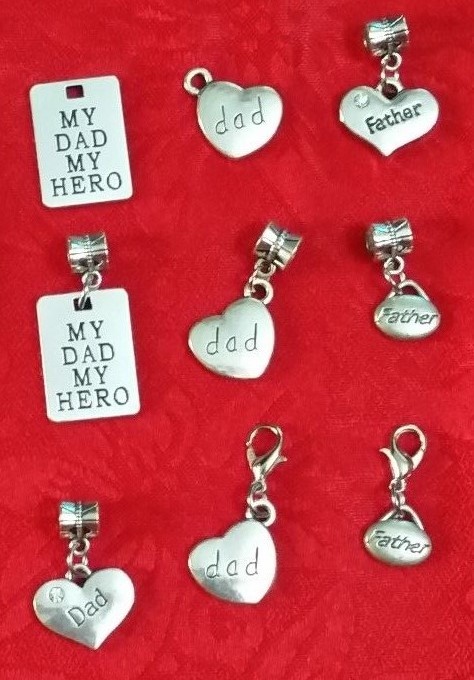 ANTIQUE SILVER DAD - FATHER CHARM - HEART - LOVE - HERO - FAMILY - U ...