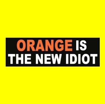 Funny "ORANGE IS THE NEW IDIOT" Anti Donald Trump BUMPER STICKER black ...