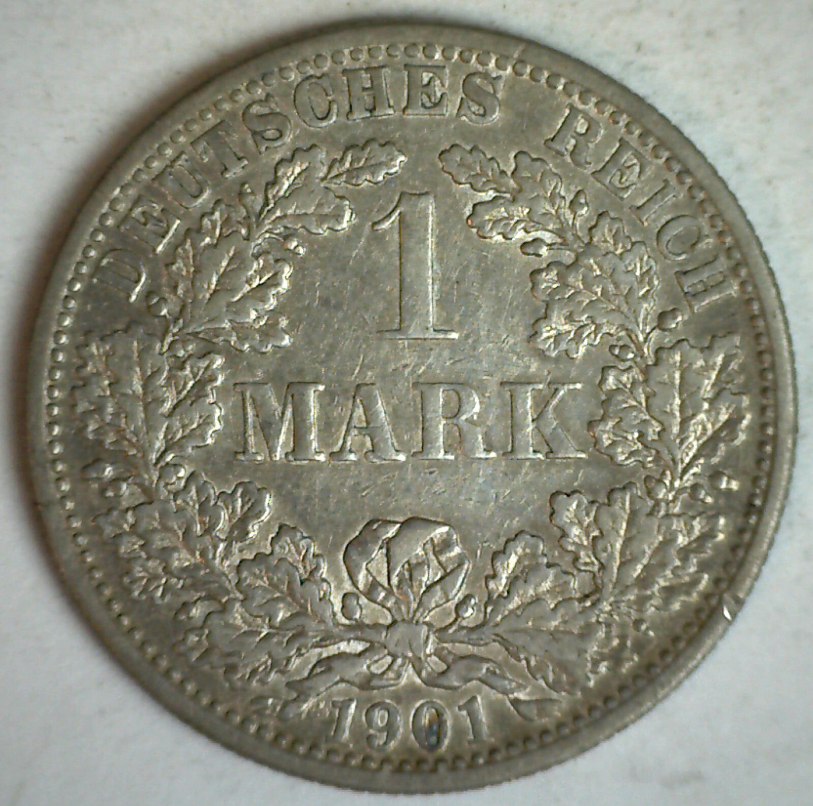 1901 F Germany Silver 1 Mark Coin Extra Fine Circulated Wilhelm II ...