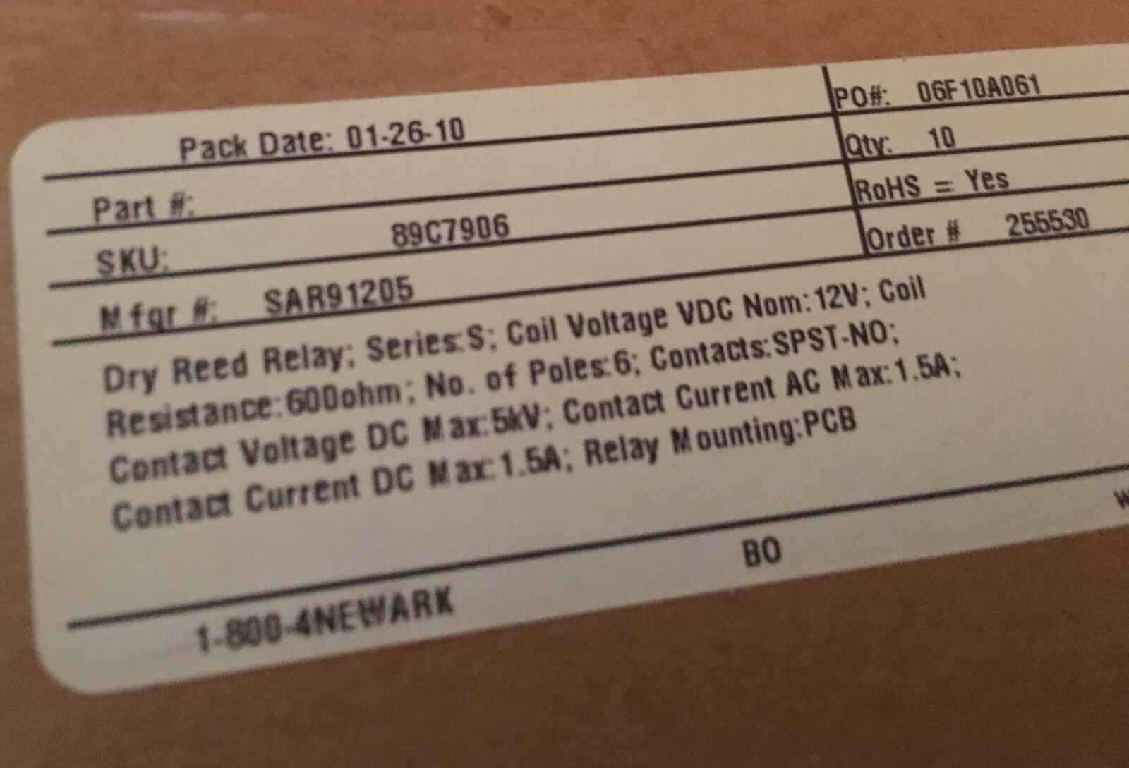 Cynergy 3 SAR91205 Reed Relay SPST-NO 5Kv 12V | eBay