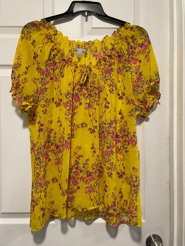 OLD NAVY top shirt blouse XXL 22 Bust 52 Length 27 Yellow/Multi Floral ...