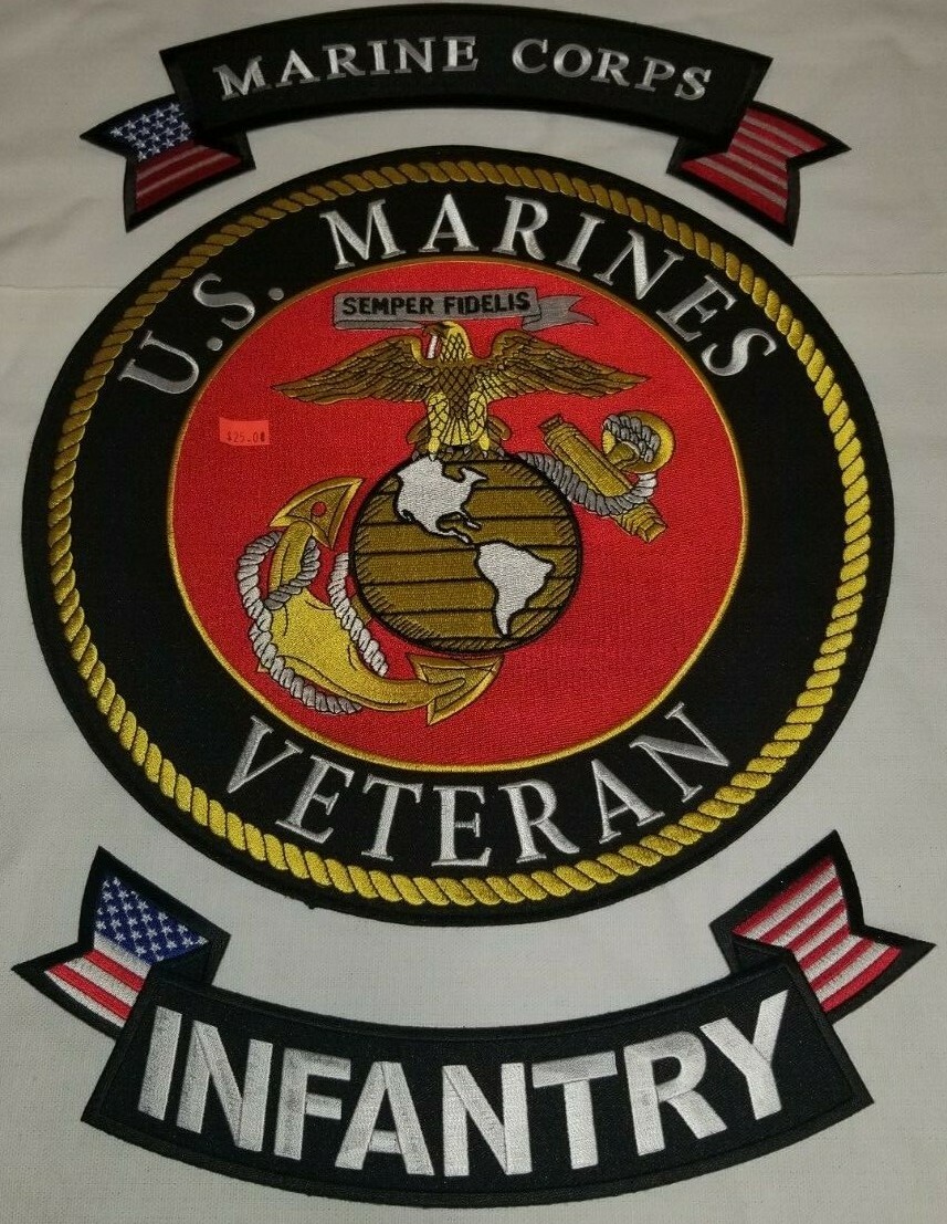 USMC "MARINES CORPS VETERAN INFANTRY"12" BACK PATCH UPPER / LOWER ...