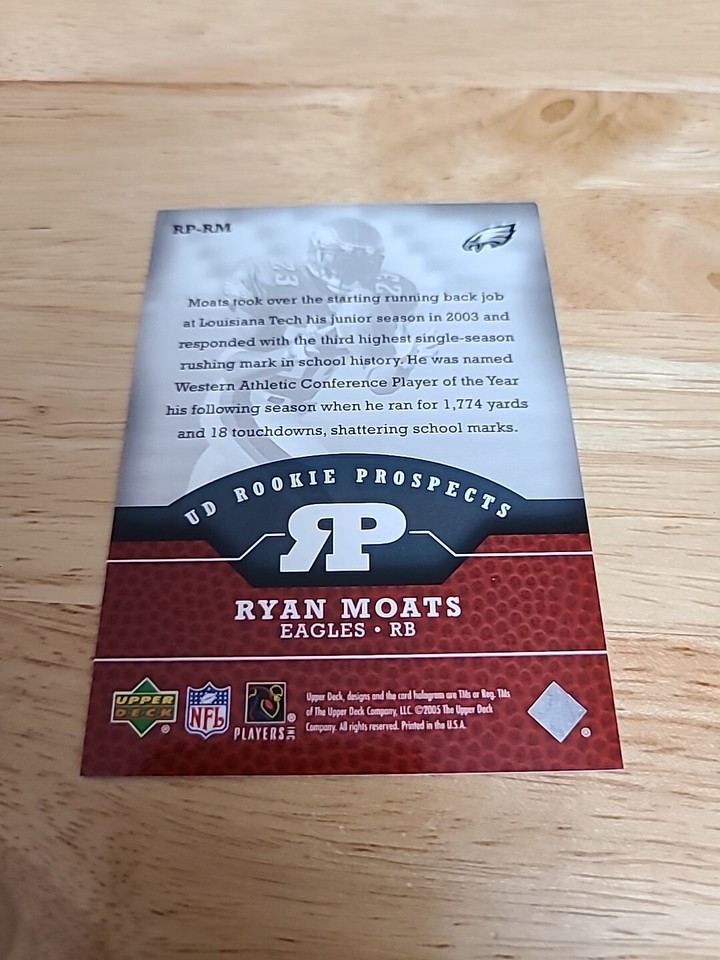 2005 Upper Deck Ryan Moats #RP-RM Philadelphia Eagles Rookie Card ...