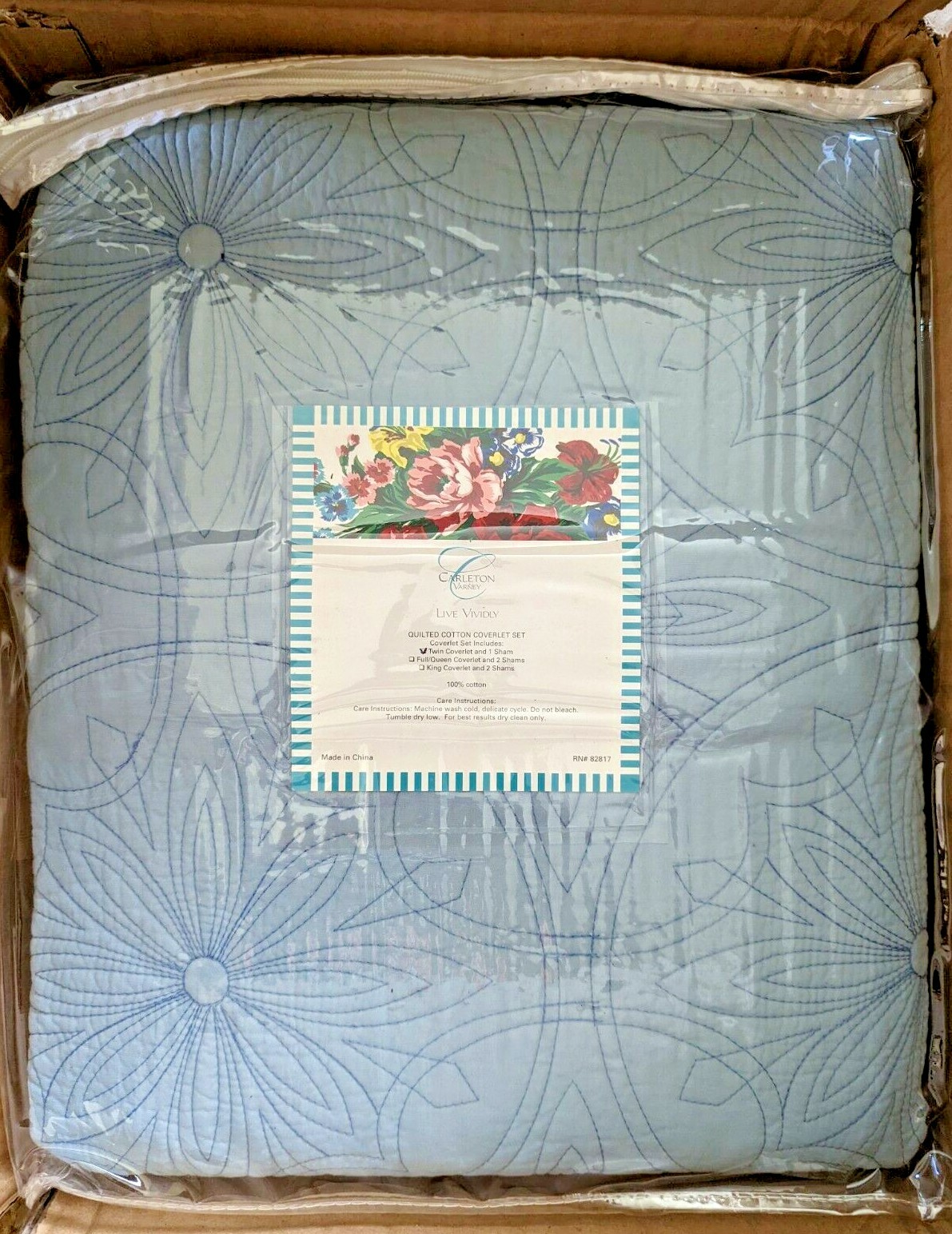 Rare Carleton Varney Live Vividly Quilted 100% Cotton Coverlet 68" X 80 ...
