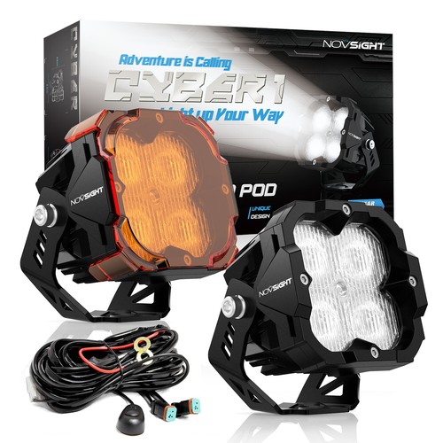 2pcs NOVSIGHT 3" LED Pod Work Light Offroad Cube w/Covers Ultra Bright ...