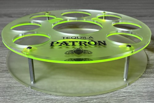 Patron Tequila Neon Green / Clear Acrylic Round Shot Serving Tray. Rare ...