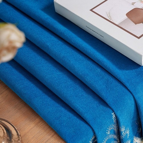 European Embroidery Blue Curtain Polyester Panel for Living Room ...