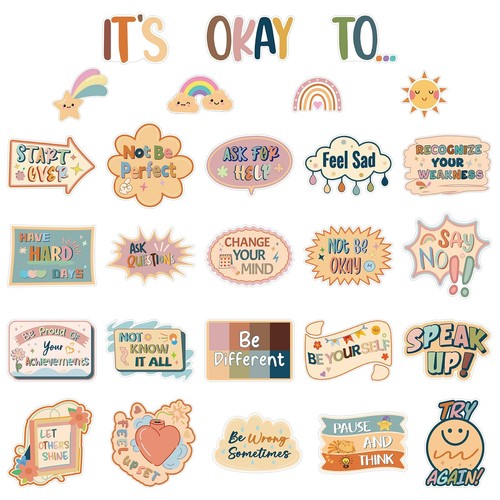 Boho Mental Health Bulletin Board Decorations Set, It's Okay To Therapy ...