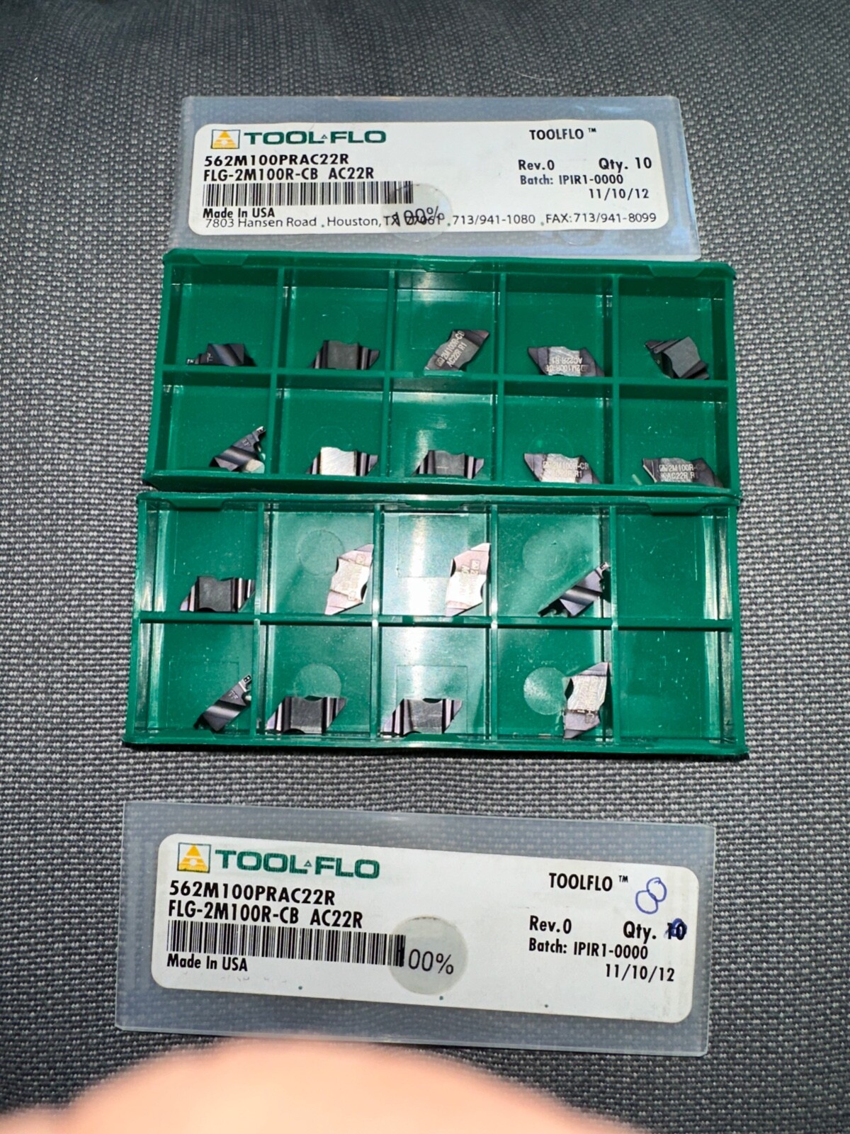 TOOL FLO CARBIDE THREAD INSERTS 562M100PRAC22R FLG-2M100R-CB AC22R QTY ...