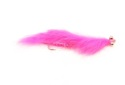 3 Mini SNAKE Flies Hot PINK 5cm Bead Eyes ZONKER Lures Trout FLY ...