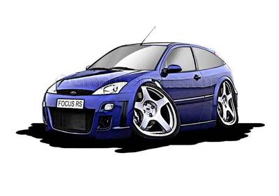 RS Focus MK1 Blue Caricature Car Cartoon A4 Print | eBay UK
