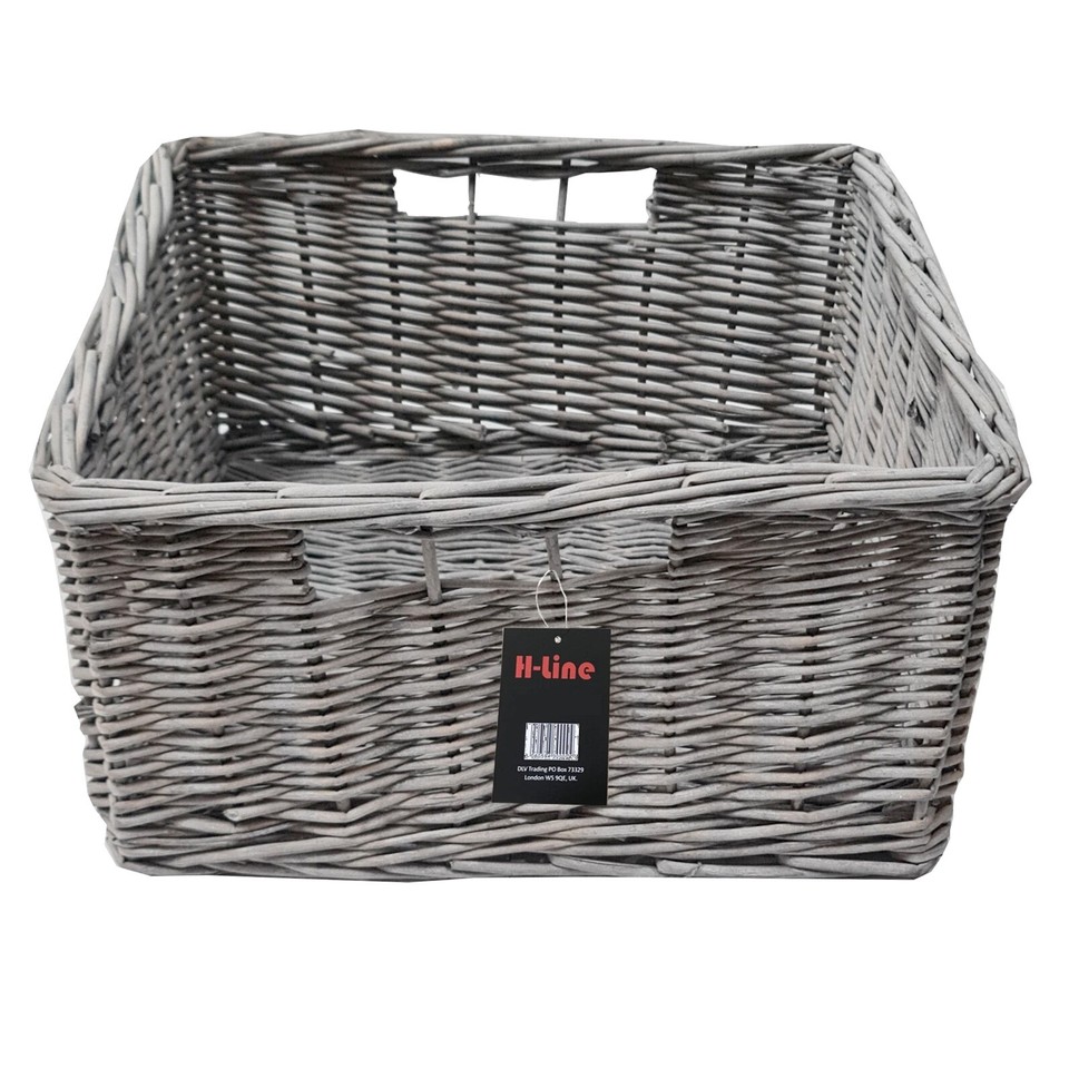 Large Square Wicker Storage Basket Xmas Hamper Rattan Shelf Unit ...