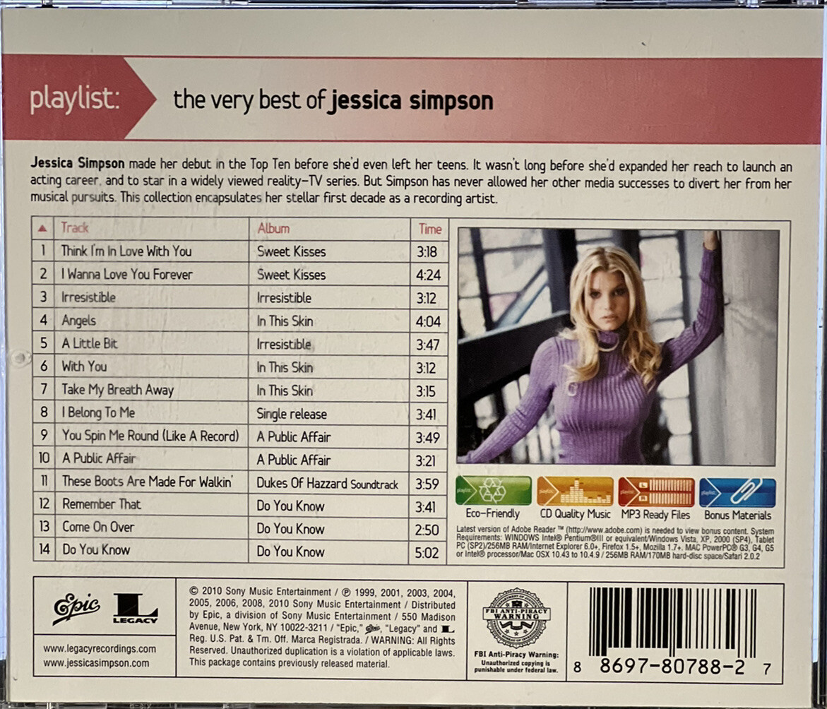 Playlist: The Very Best Of Jessica Simpson (CD 2010 Epic) | eBay