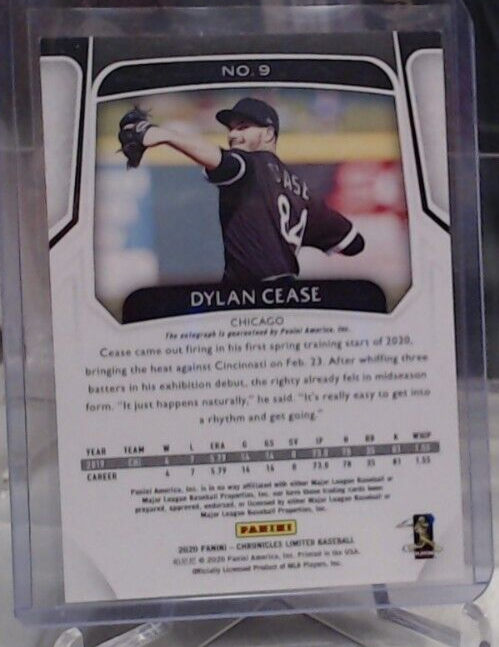 2020 PANINI CHRONICLES LIMITED DYLAN CEASE ROOKIE AUTO /90 #9 WHITE SOX ...