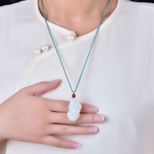 Chinese Natural Jade Tianshan Emerald Green Carved PI Xiu Statue ...