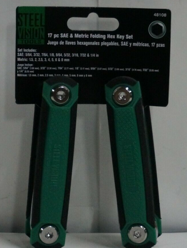 Steel Vision Tools 17pc Metric & SAE 2pc. Folding Hex Key Set #48108 ...