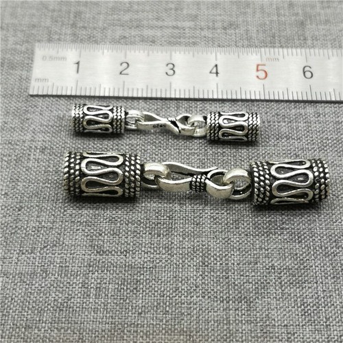 925 Sterling Silver Braided Cord End Cap with Hook Clasp | eBay