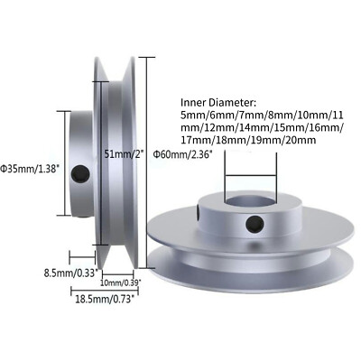 Outer Diameter 60mm Single Groove Pulley 8mm Fixed Bore for 6MM PU ...
